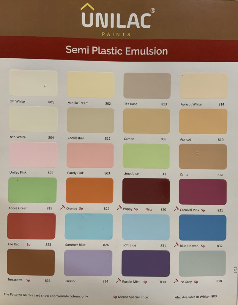 Unilac Shade Card – Orient Paints